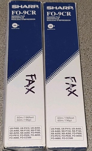 2x Sharp Fax Paper Rolls - Genuine Imaging Film FO-9CR [New In Box] 60m ...