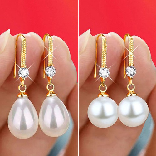 Jewelry for Women Water Drop Pearl Earrings for Women Red White Round ...