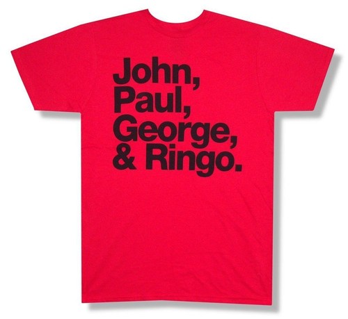 The Beatles-John,Paul,George & Ringo-Names X-Large Red T-shirt | eBay