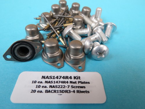 1/4-28 Self Sealing S.S. Nutplate NAS1474R4 (10) +Install Kit +Screws ...
