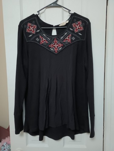 Alchemy Threads Embroidered Blouse Multicolor Long Sleeve Boho Sz Large ...