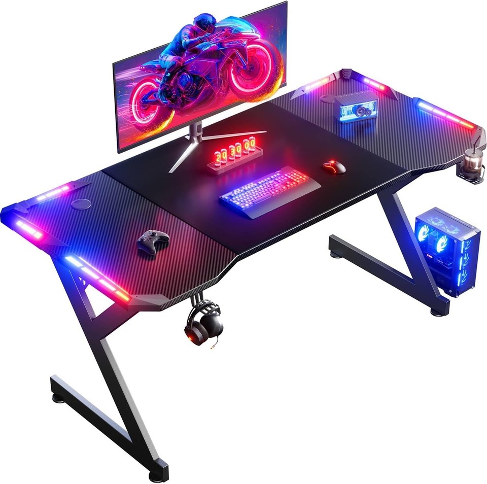 40/47/55/63 inch Gaming Desk with LED RGB Ergonomic Computer Table ...