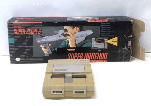 Super Nintendo SNES 1990s Console Lot with Super Scope 6 Light Gun in ...