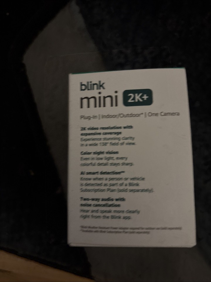 blink mini 2K+ Plug-in I/ O Camera 2025 Color Night Vision AI, BLK. | eBay