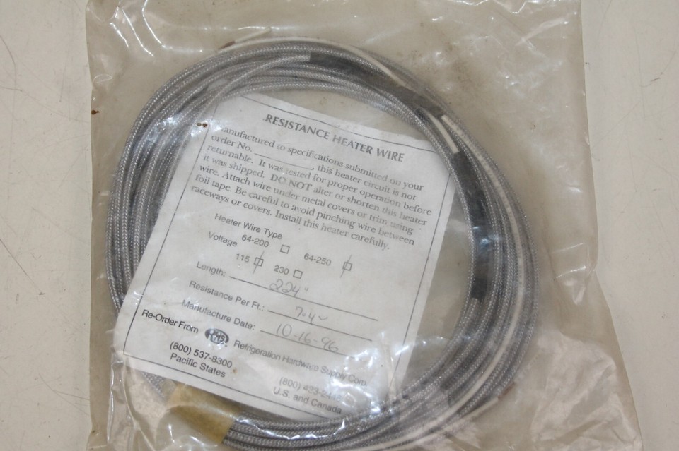 RHS Aluminum Braid Resistance Heater Wire 64-250 115V 224" 7u~ NOS | eBay