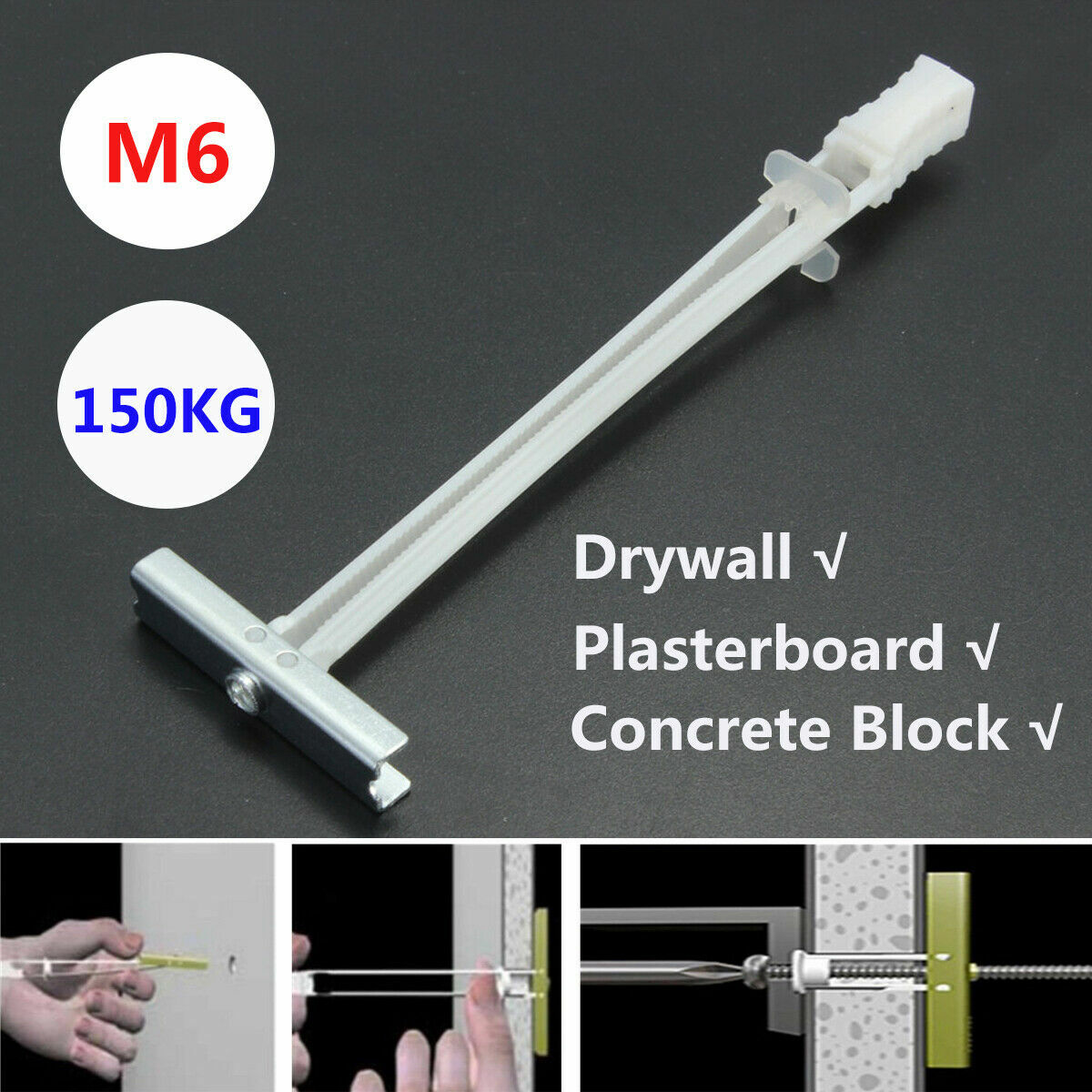 Plasterboard Plasma LCD LED TV Fixing Drywall Toggler Snap Toggle M6 ...