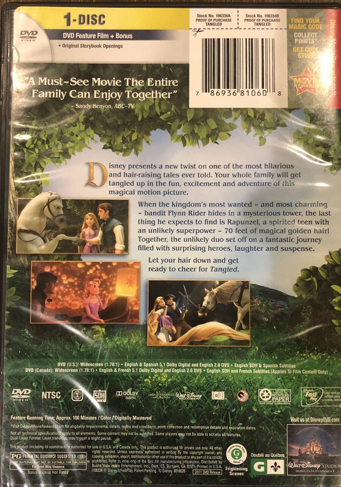 Disney Tangled DVD Family Movie With Case 786936810608| eBay