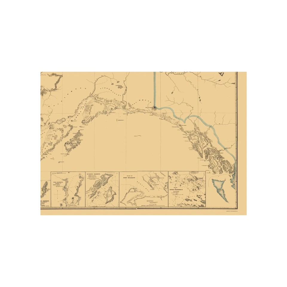 Historic State Map - Alaska Eastern Asia - Lewis 1867 - Vintage Wall ...