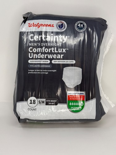 Walgreens Certainty Mens Overnight Underwear Size S/M 18 Ct Maximum ...