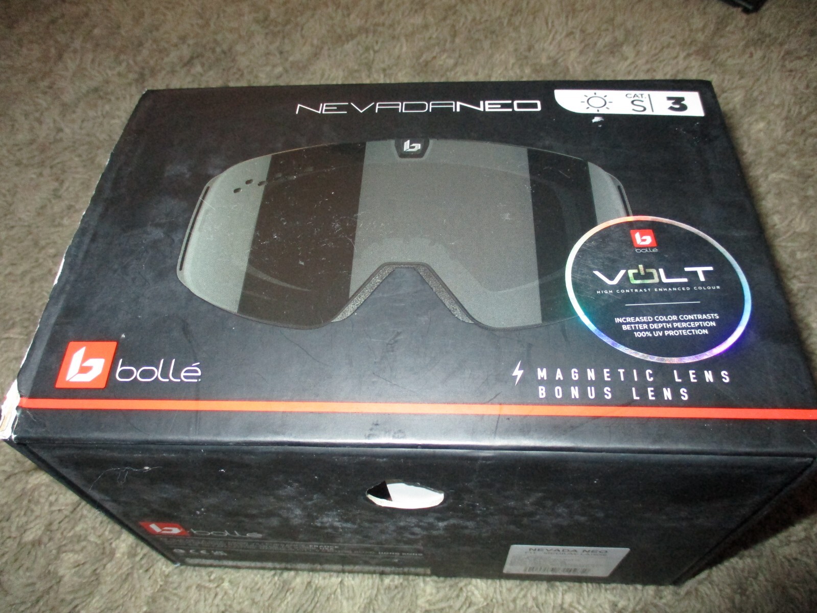 BOLLE Nevada Neo M/L Burgundy Matte Ski Goggles S3 Extra Volt Blue Lens ...