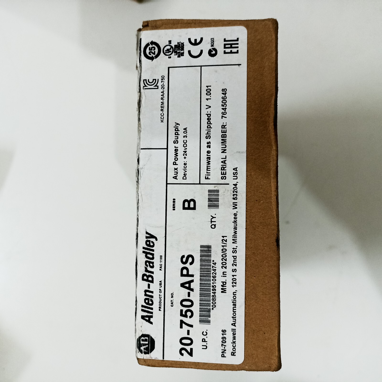 Allen-Bradley Powerflex 750 24VDC Auxiliary Power Module (20-750-APS ...