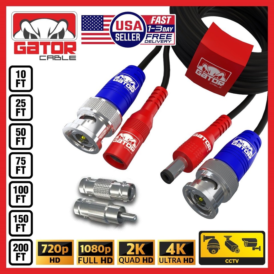CCTV BNC Video Power Extension Cable For Security Camera DVR System HD ...