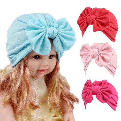 Children Girls Soild Color Head Hat Wrap Cap Turban Boho Scarf Baby ...