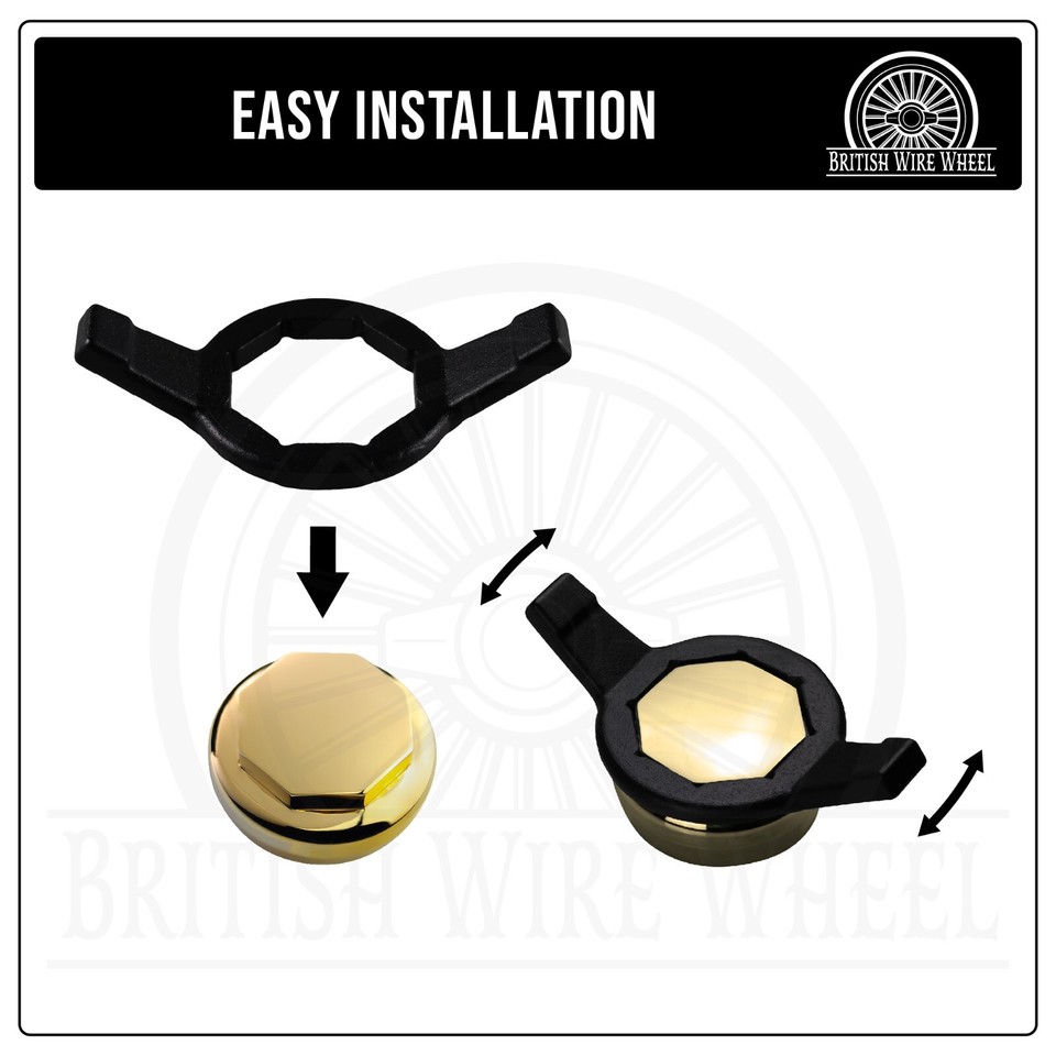 Hex Gold Knock Off Spinner Caps for Lowrider Rims, Set of 4 + Wrench ...
