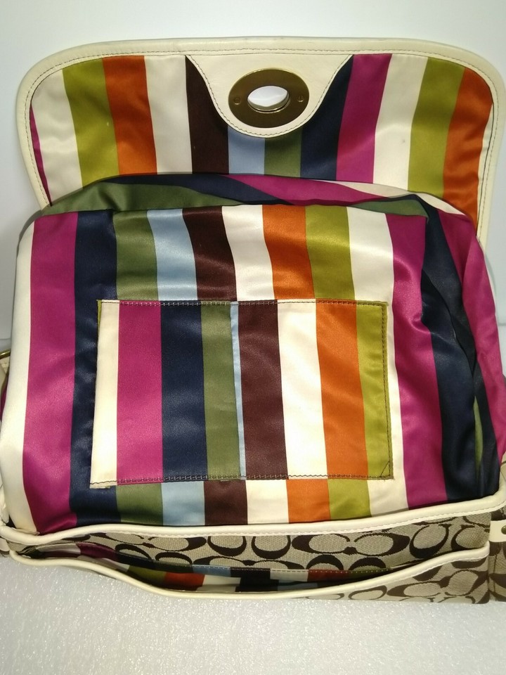 Coach Ali Signature Brown Canvas Leather Trim 65th Ann. Turnlock ...