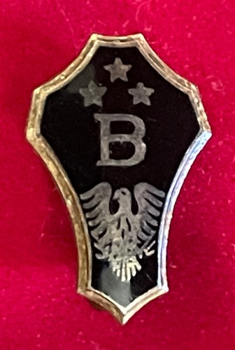 LG Balfour Beta Club Fraternal Pin “B” Eagle 3 Star Crest Gold Overlay ...