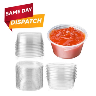 Round Food Containers Plastic Clear Storage Tubs with Lids Deli Pots ...