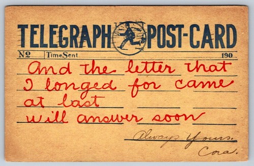 Telegraph Postcard, 1907 Red Double Circle General Delivery Denver CDS ...