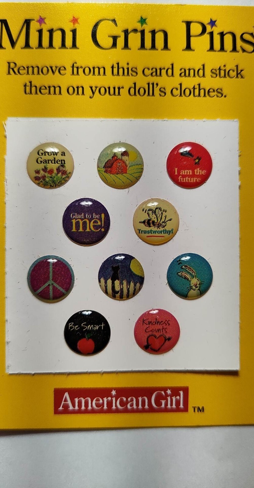 American Girl 1998 Accessories Mini Grin Pin Pleasant Company Set of 2 ...