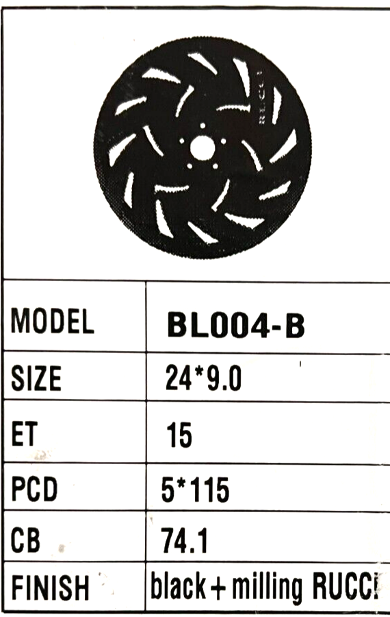 RUCCI BLACK LABEL BOLT PATTERN 5X115 SIZE 24X9 FITS ALL DODGE CHARGER ...
