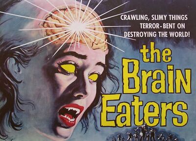 THE BRAIN EATERS VINTAGE MOVIE POSTER- *FRAMED* CANVAS ART 20x16 ...