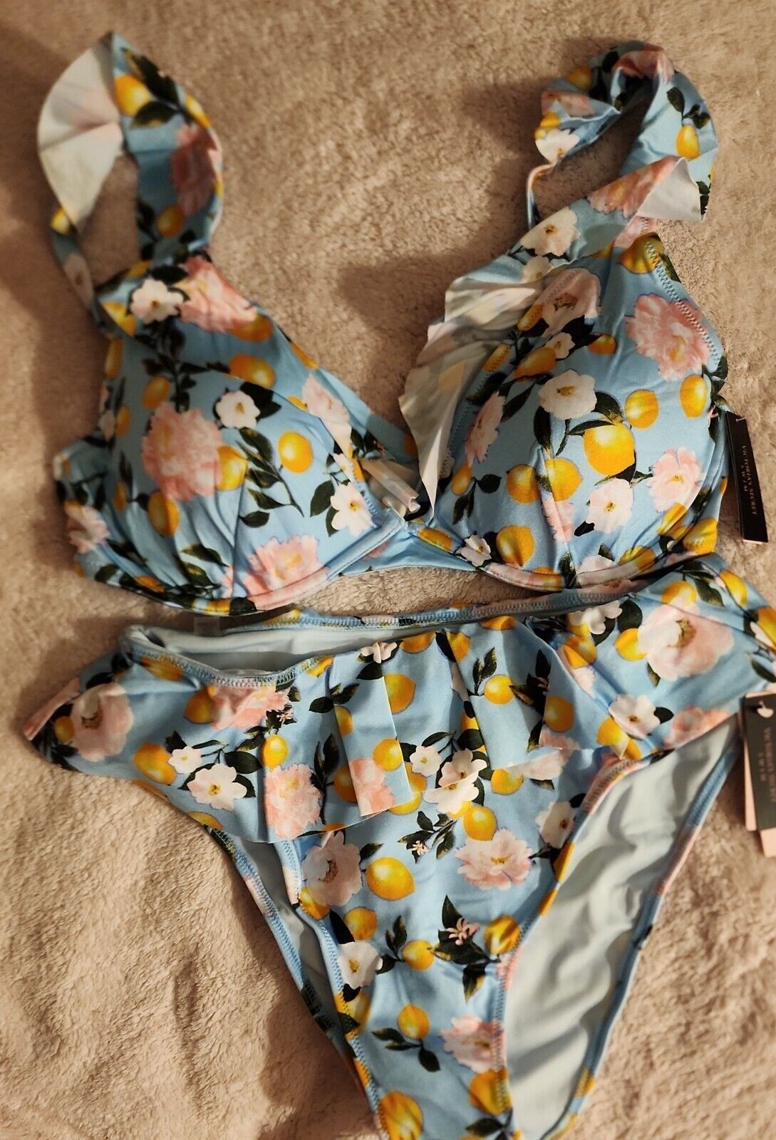 Nwt Victorias Secret Swim 34a Bikini S High Waist Bottom Ruffle Plunge