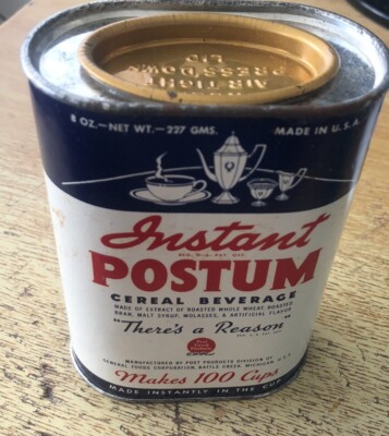 Instant Postum Cereal Beverage Metal Tin 8 Oz. Empty 1930s-40s | eBay
