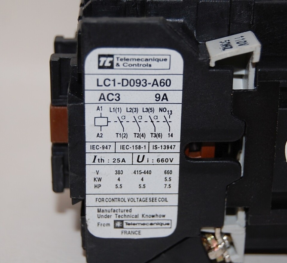 TELEMECANIQUE LC1-D093-A60 contactor 110Vac coil. | eBay