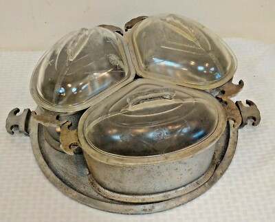 Vintage GUARDIAN SERVICE WARE Aluminum Triangle Lot Glass Lid Tray 7 ...