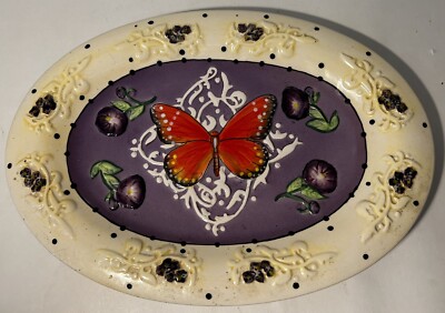 LTD Commodities Spring Purple Butterfly Pansy Flowers Serving Platter ...