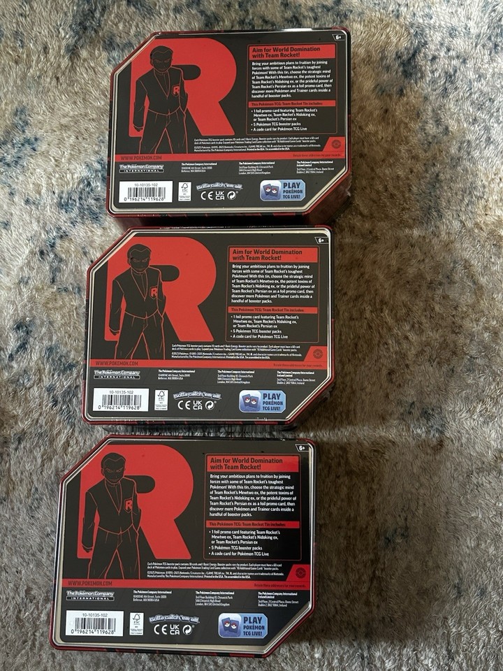 Destined Rivals Team Rocket Tins (Mewtwo, Nidoking, Persian) Set of 3 ...