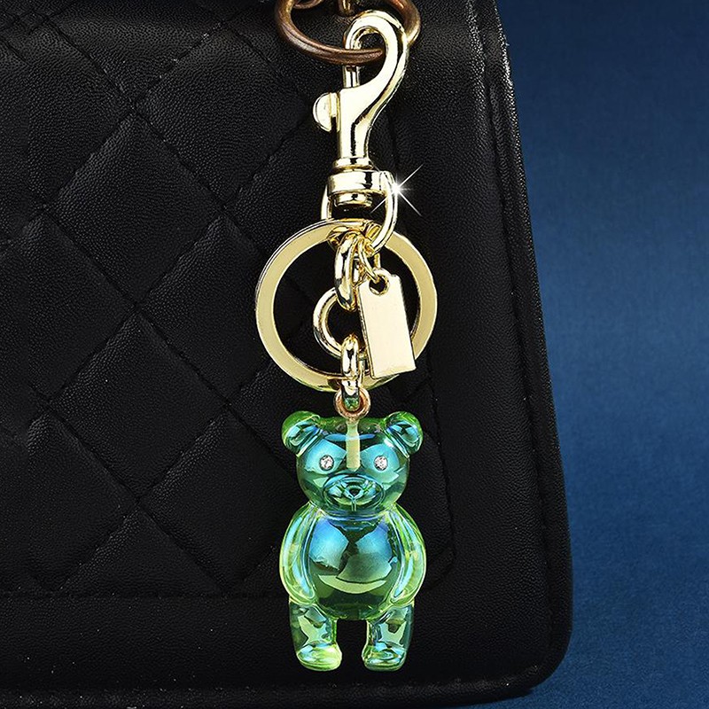 Bear Pendant Keychain Car Key Chain Bag Charms Cute Transparent ...