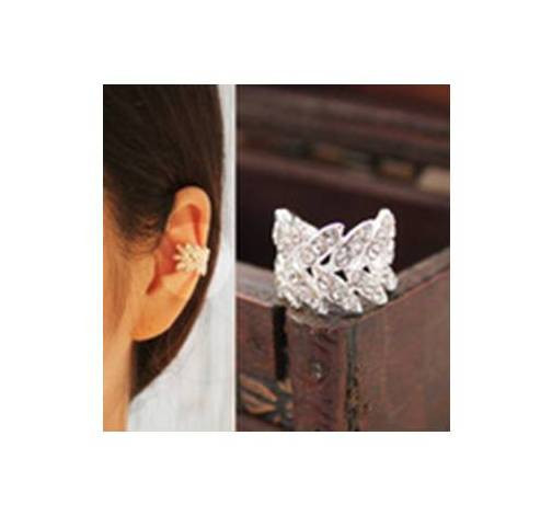 1 Piece Clip On Ear Bone Ear Cuff Earring Non Pieced Silvertone or ...