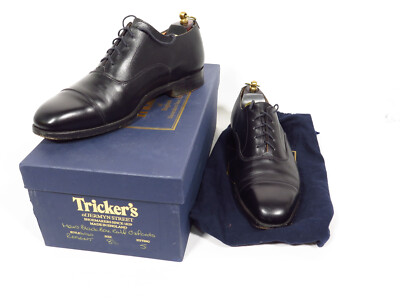 Tricker's Regent Plain Toecap (Captoe) Oxford Black Box Calfskin, UK 8 ...