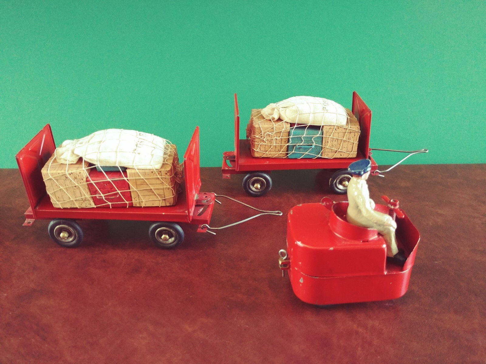 Rare Early Decolux Tin Wind-up Train / Airplane Luggage Transporter ...