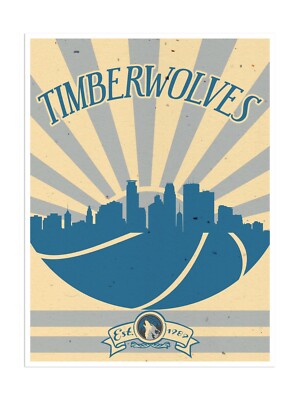 Minnesota Timberwolves Poster Sunset Design Art Print Decor 12x16" | eBay