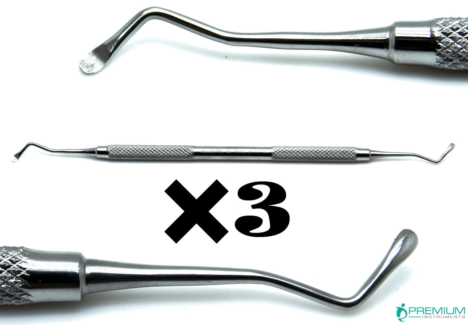 3 Pcs Dental Excavator 19W Restorative Double Ended Endo Spoon 2mm ...