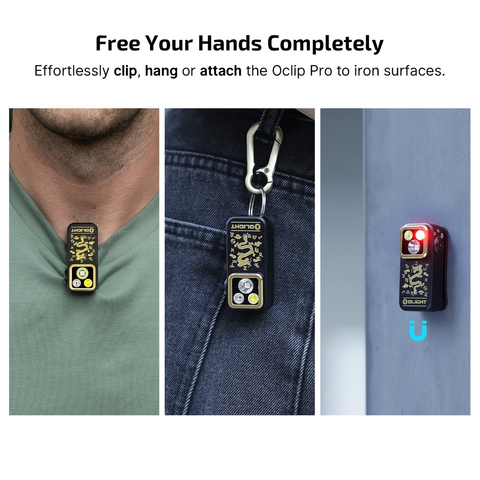 Olight Oclip Pro Clip on Flashlight with Floodlight Spotlight & Red ...