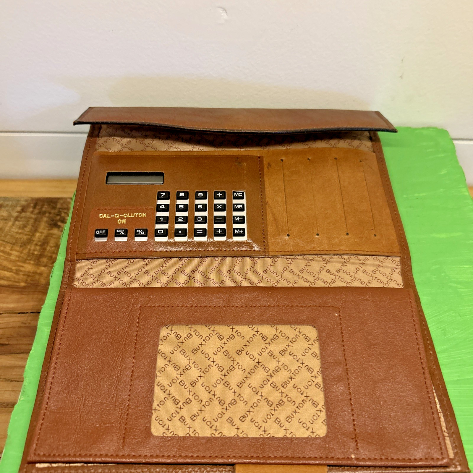 Buxton LEATHER LONG WALLET "Cal-Q-Organizer" Brown Le… - Gem