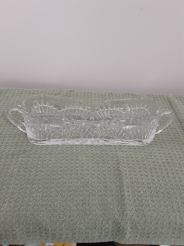 Silverware Cutlery Holder Caddy Pressed Glass Clear w Handles-One Tiny ...