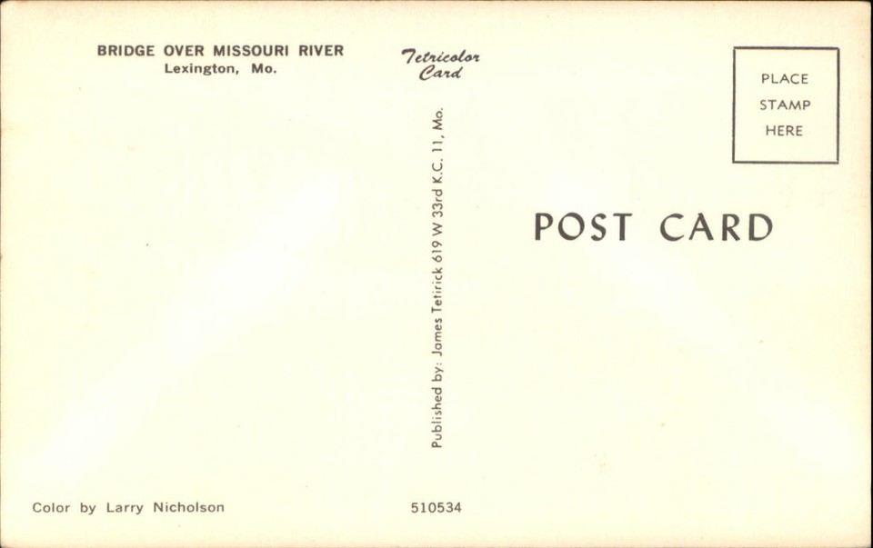 Lexington Missouri Bridge over Missouri River unused vintage postcard ...
