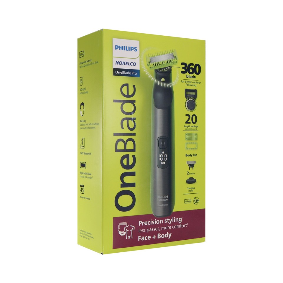 Philips Norelco OneBlade 360 Pro Hybrid Face & Body Electric Trimmer ...
