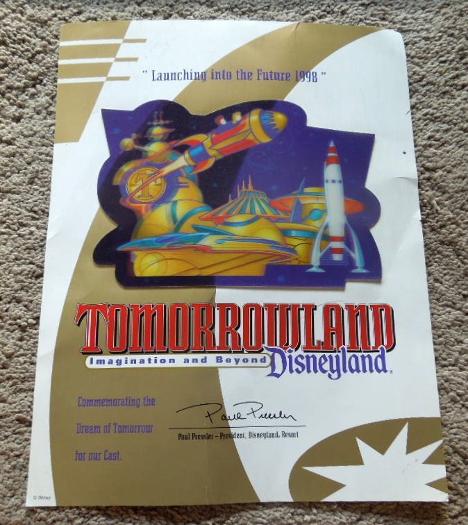 Original Disneyland New Tomorrowland 1998 Holographic Emblem 6" by 4 1/ ...