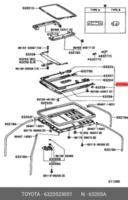 Original cable sub-assy, sliding roof drive, 6320533051 for TOYOTA ...