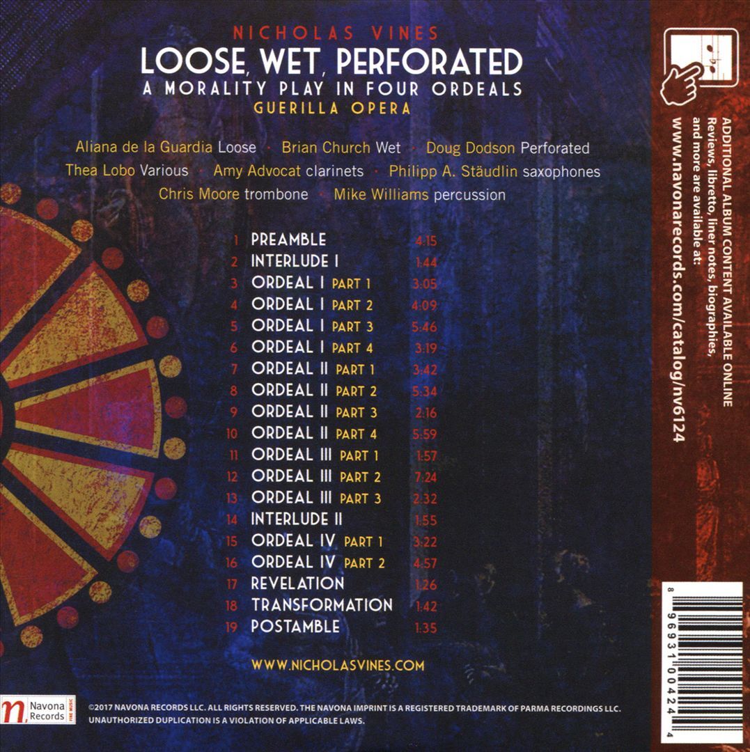 GUERILLA OPERA NICHOLAS VINES: LOOSE, WET, PERFORATED NEW CD ...