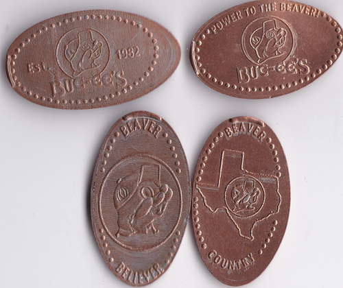 Elongated Souvenir Penny: Set of 4 Buc-ee's Texas Assorted Beaver ...