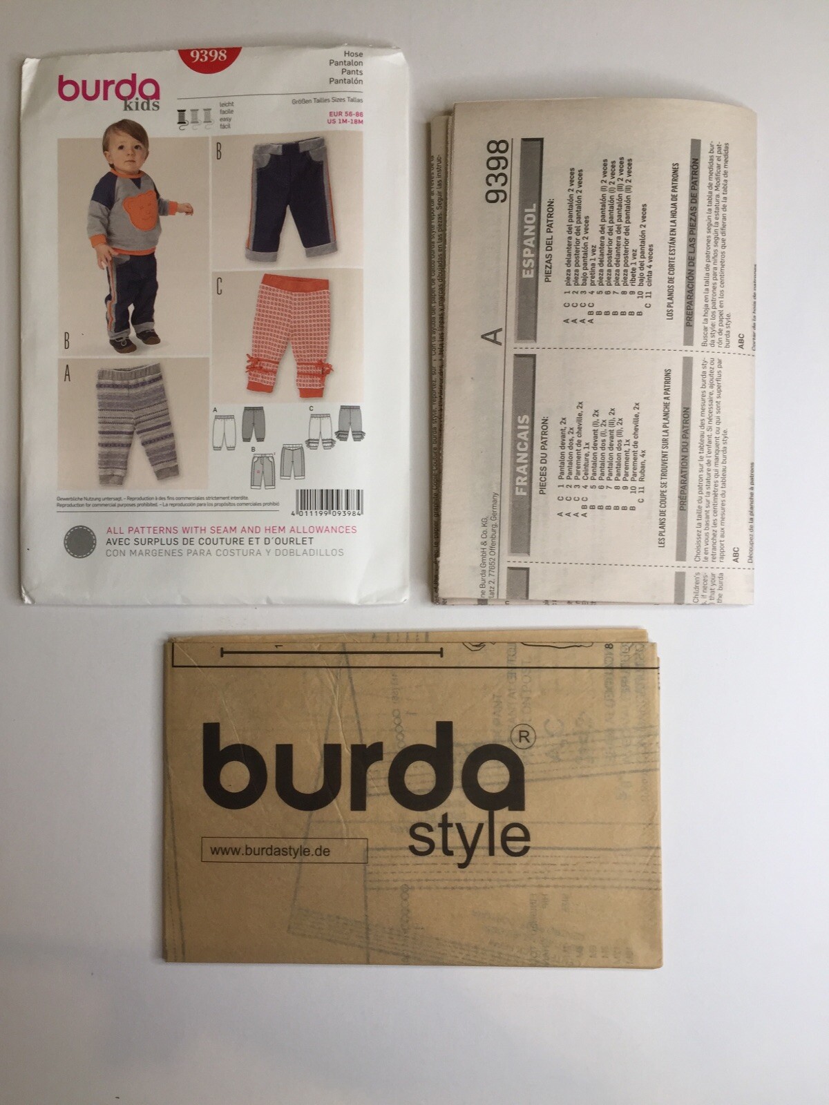 Burda 9398 Top Jumper Leggings Joggers Trousers Boy Girl Knit New Uncut ...