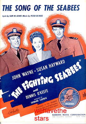 FIGHTING SEABEES Sheet Music "Song Of Seabees" John Wayne Susan Hayward ...