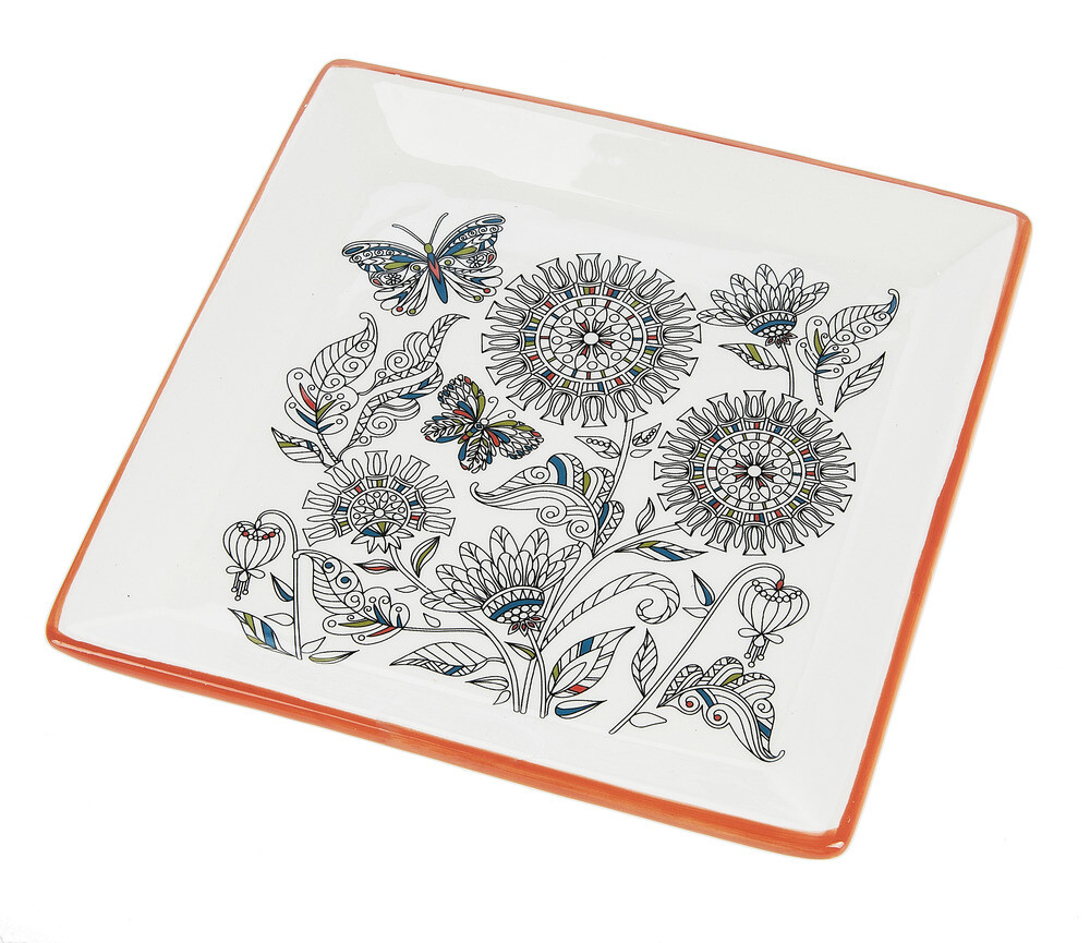 Ganz Kitchen Dining 8in Sq Snack Serving Plate Butterfly - Flora ...