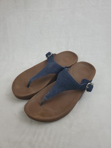 FitFlop Platform Flip Flop Sandals Womens Size 5 Blue Denim Slip On ...